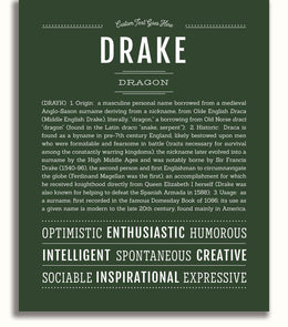 Drake Personalized Name Meaning Art Prints – Name Stories