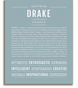 Drake Personalized Name Meaning Art Prints – Name Stories