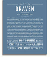 Draven Personalized Name Meaning Art Prints – Name Stories