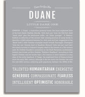 Duane Personalized Name Meaning Art Prints – Name Stories