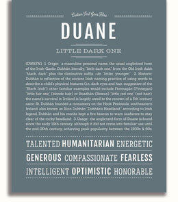 Duane Personalized Name Meaning Art Prints – Name Stories