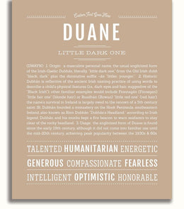Duane Personalized Name Meaning Art Prints – Name Stories