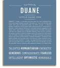 Duane Personalized Name Meaning Art Prints – Name Stories