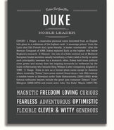 Duke | Name Art Print – Name Stories