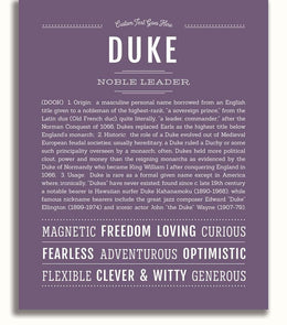 Duke Personalized Name Meaning Art Prints – Name Stories