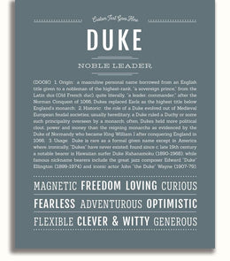 Duke | Name Art Print – Name Stories