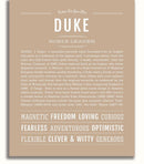 Duke | Name Art Print – Name Stories