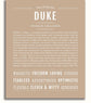 Duke Personalized Name Meaning Art Prints – Name Stories