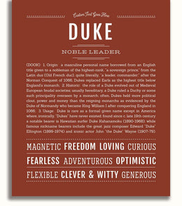 Duke | Name Art Print – Name Stories