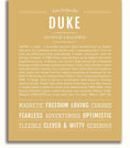 Duke Personalized Name Meaning Art Prints – Name Stories
