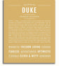Duke Personalized Name Meaning Art Prints – Name Stories