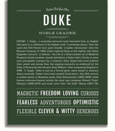 Duke | Name Art Print – Name Stories