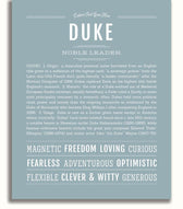 Duke Personalized Name Meaning Art Prints – Name Stories