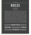 Dulce Personalized Name Meaning Art Prints – Name Stories