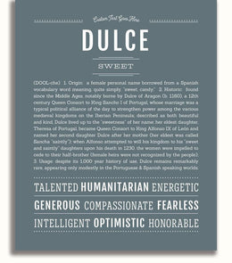 Dulce Personalized Name Meaning Art Prints – Name Stories