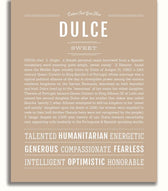 Dulce Personalized Name Meaning Art Prints – Name Stories