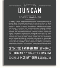 Duncan Personalized Name Meaning Art Prints – Name Stories
