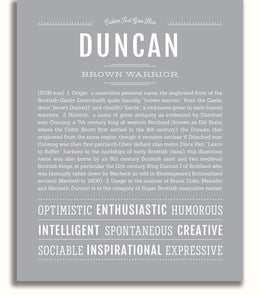 Duncan Personalized Name Meaning Art Prints – Name Stories