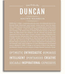 Duncan Personalized Name Meaning Art Prints – Name Stories
