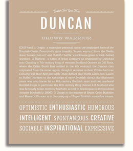Duncan Personalized Name Meaning Art Prints – Name Stories