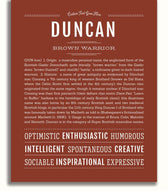 Duncan Personalized Name Meaning Art Prints – Name Stories