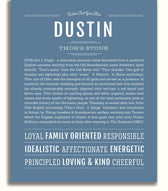 Dustin Personalized Name Meaning Art Prints – Name Stories