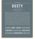 Dusty Personalized Name Meaning Art Prints – Name Stories