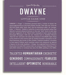 Dwayne Personalized Name Meaning Art Prints – Name Stories