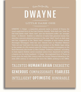 Dwayne Personalized Name Meaning Art Prints – Name Stories