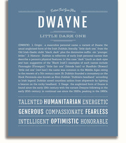 Dwayne Personalized Name Meaning Art Prints – Name Stories