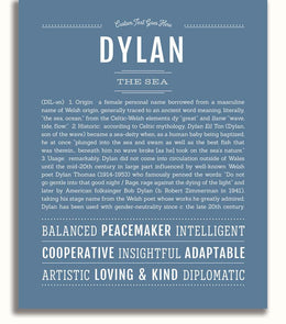Dylan Personalized Name Meaning Art Prints – Name Stories