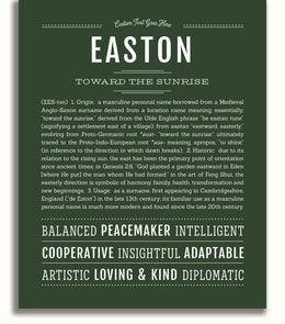 Easton Personalized Name Meaning Art Prints – Name Stories