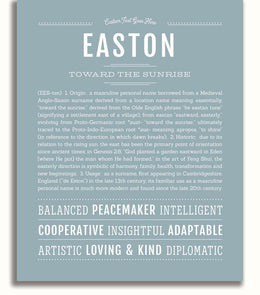 Easton Personalized Name Meaning Art Prints – Name Stories
