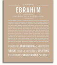 Ebrahim Personalized Name Meaning Art Prints – Name Stories