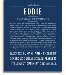 Eddie Personalized Name Meaning Art Prints – Name Stories