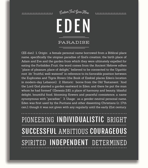 Eden (female) | Name Art Print - Personalized Custom Gifts – Name Stories