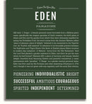 Eden Personalized Name Meaning Art Prints – Name Stories