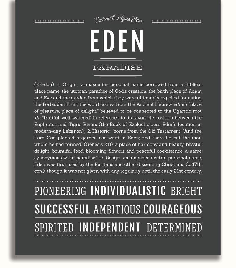 Eden Personalized Name Meaning Art Prints – Name Stories