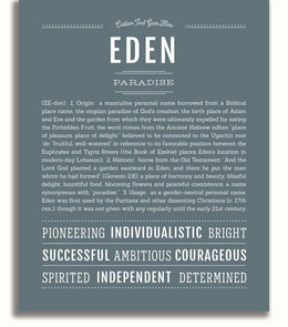 Eden Personalized Name Meaning Art Prints – Name Stories