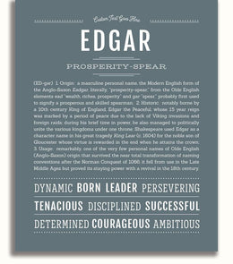 Edgar Personalized Name Meaning Art Prints – Name Stories