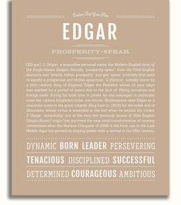 Edgar Personalized Name Meaning Art Prints – Name Stories