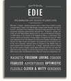 Edie Personalized Name Meaning Art Prints – Name Stories
