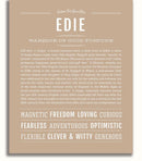 Edie Personalized Name Meaning Art Prints – Name Stories