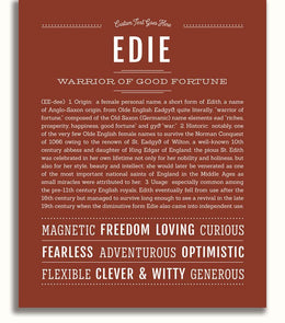 Edie Personalized Name Meaning Art Prints – Name Stories