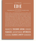 Edie Personalized Name Meaning Art Prints – Name Stories