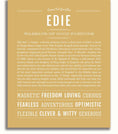 Edie Personalized Name Meaning Art Prints – Name Stories