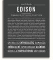 Edison Personalized Name Meaning Art Prints – Name Stories