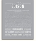Edison Personalized Name Meaning Art Prints – Name Stories