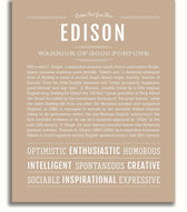 Edison Personalized Name Meaning Art Prints – Name Stories