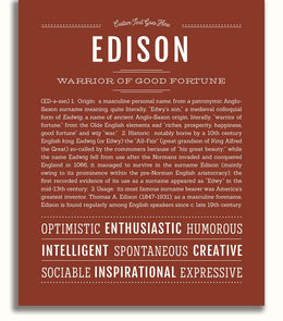 Edison | Name Art Print – Name Stories
